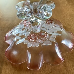 Vintage Rosella Glass Footed Candy Dish Ruffled Edges Flowers Tinted ...