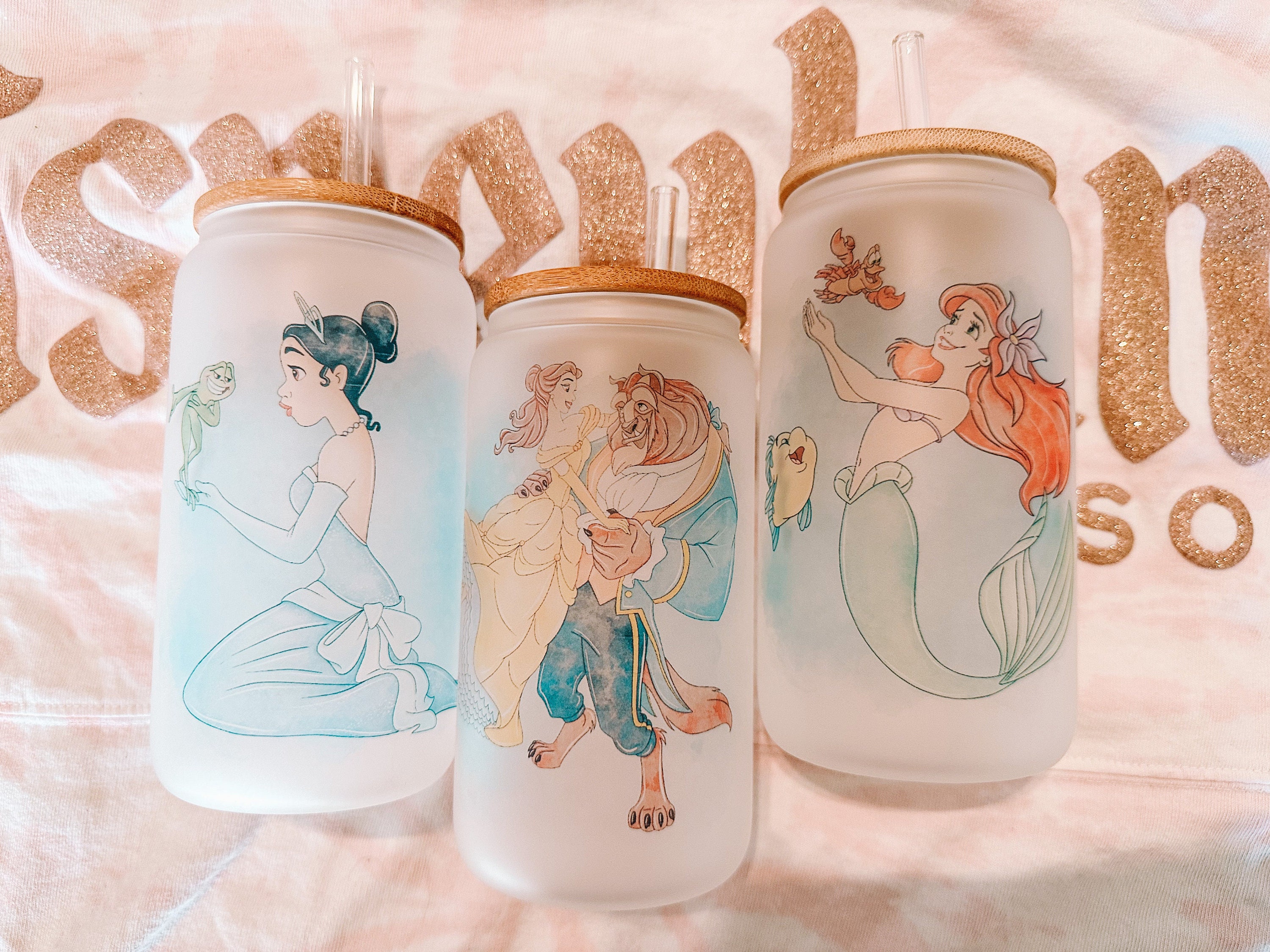 Princess and Friends Frosted Glass Cans Disney Princess Glass Can Iced ...
