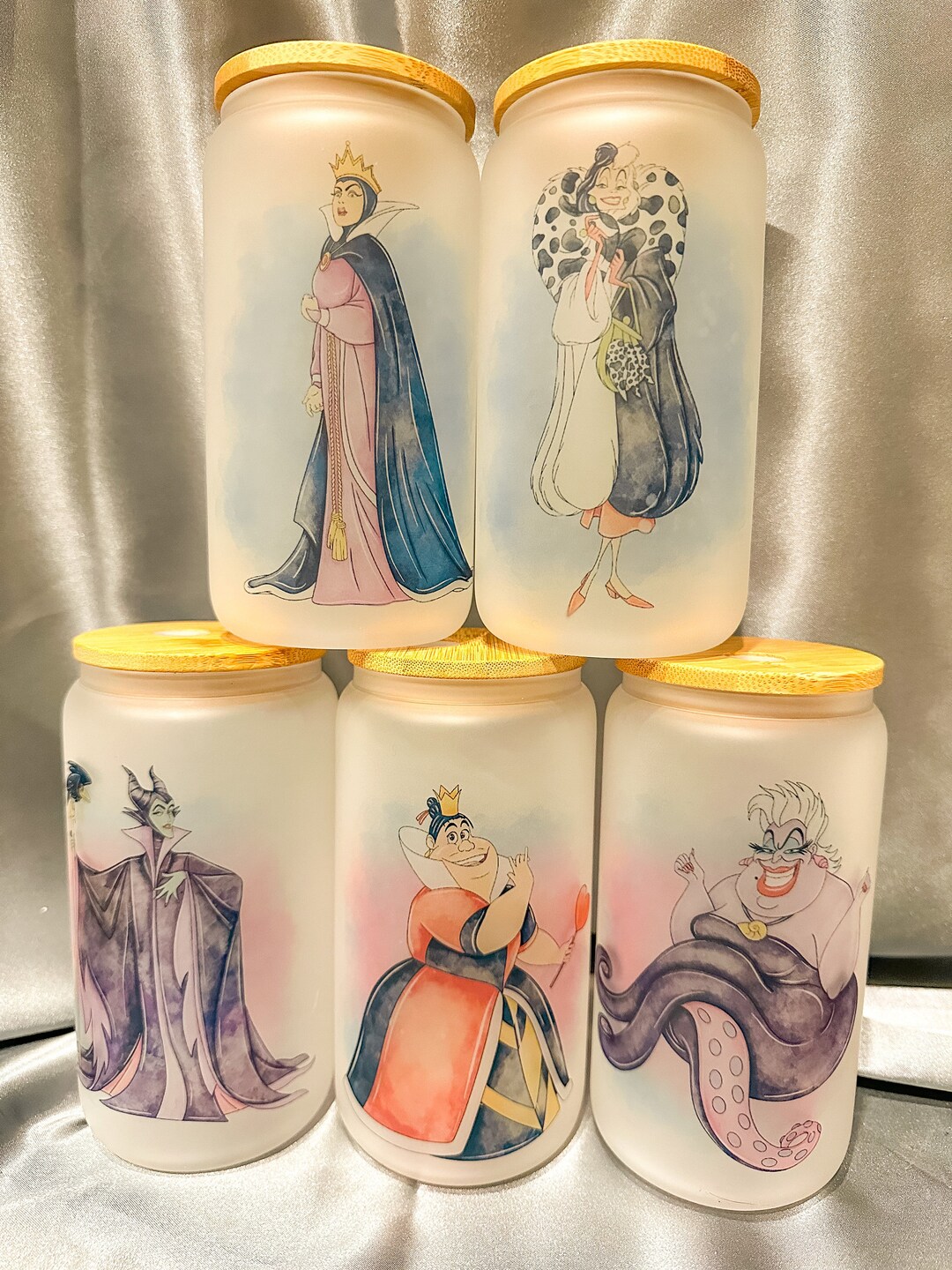 Disney Villains Glass Cans I Disney Coffee Cups I Disney Gifts - Etsy