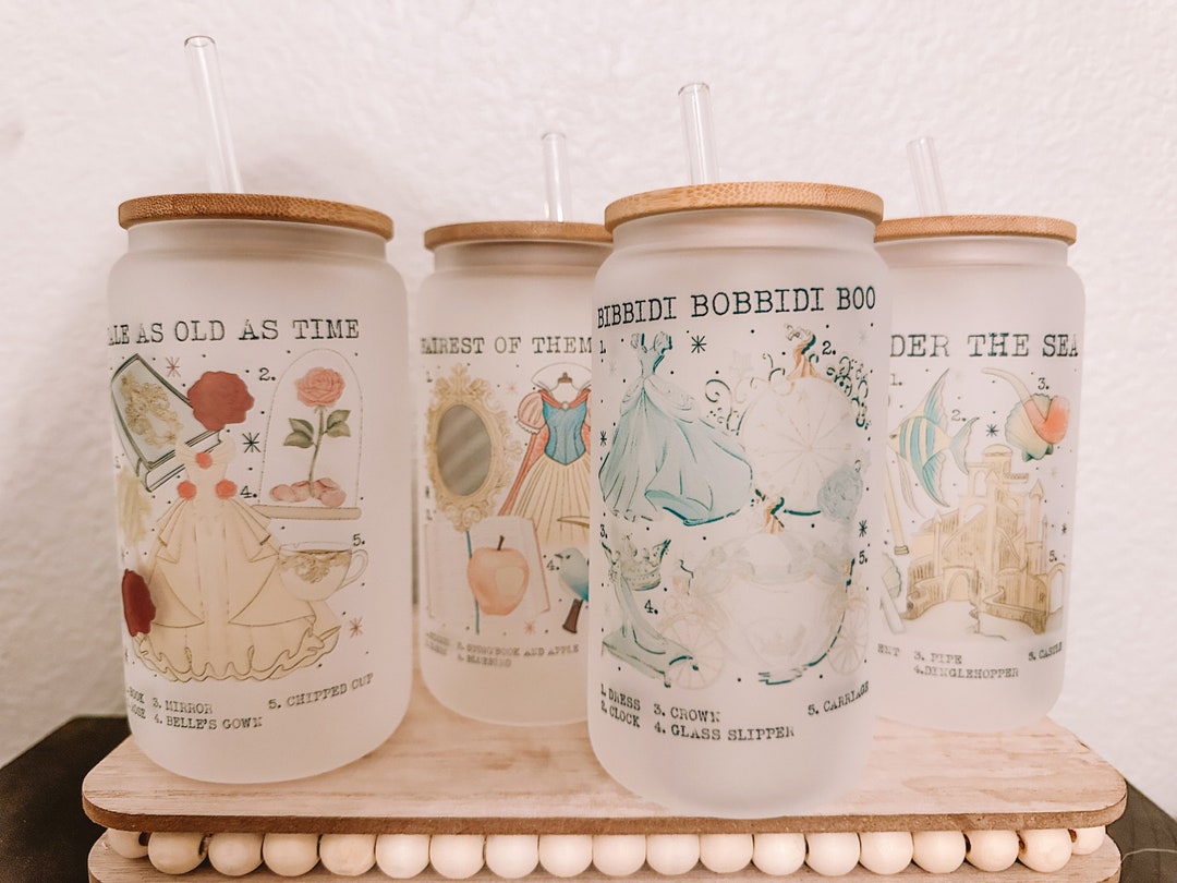Princess Charts Glass Can Disney Princess Inspired Princess Glass Can ...