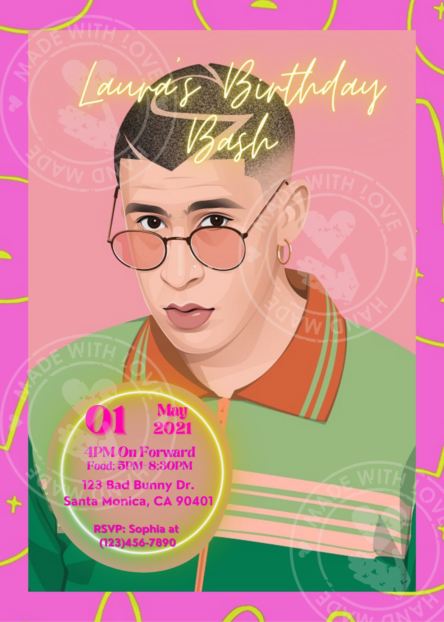 Bad Bunny Party Invitations, Party Invitations - Etsy