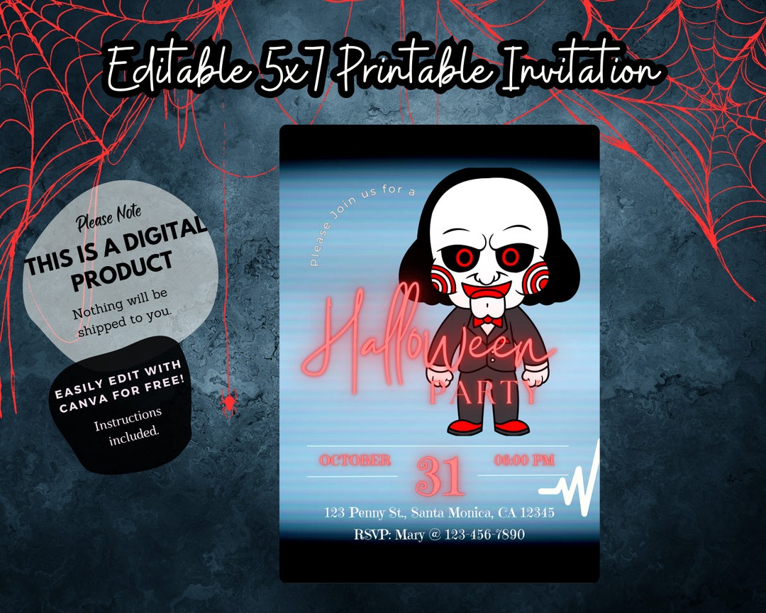 Halloween Party Invitation, Halloween Birthday Invitation, SAW Party ...