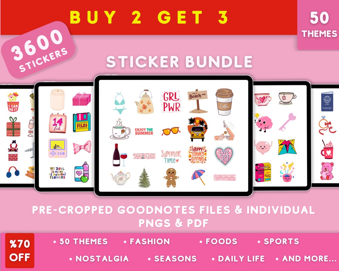 Mega Sticker Bundle, Sticker PNG Bundle, Digital Icon Stickers, Pre ...