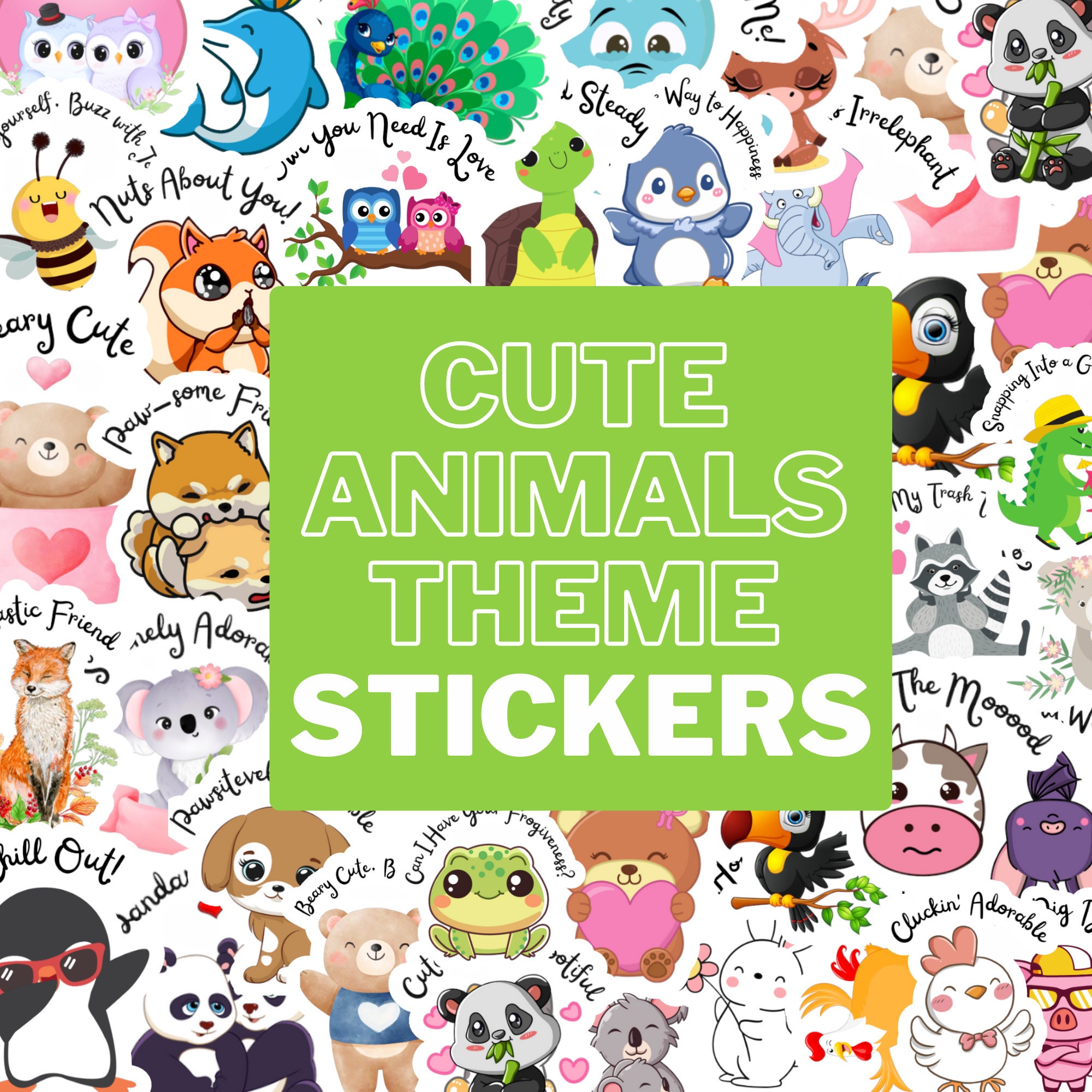 Cute Animal Stickers, Digital Cute Animal Stickers, Animals Meme ...
