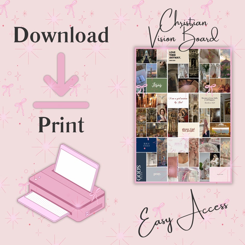 Faith Vision Board Printable, Christian Vision Board Kit, Vision Board ...