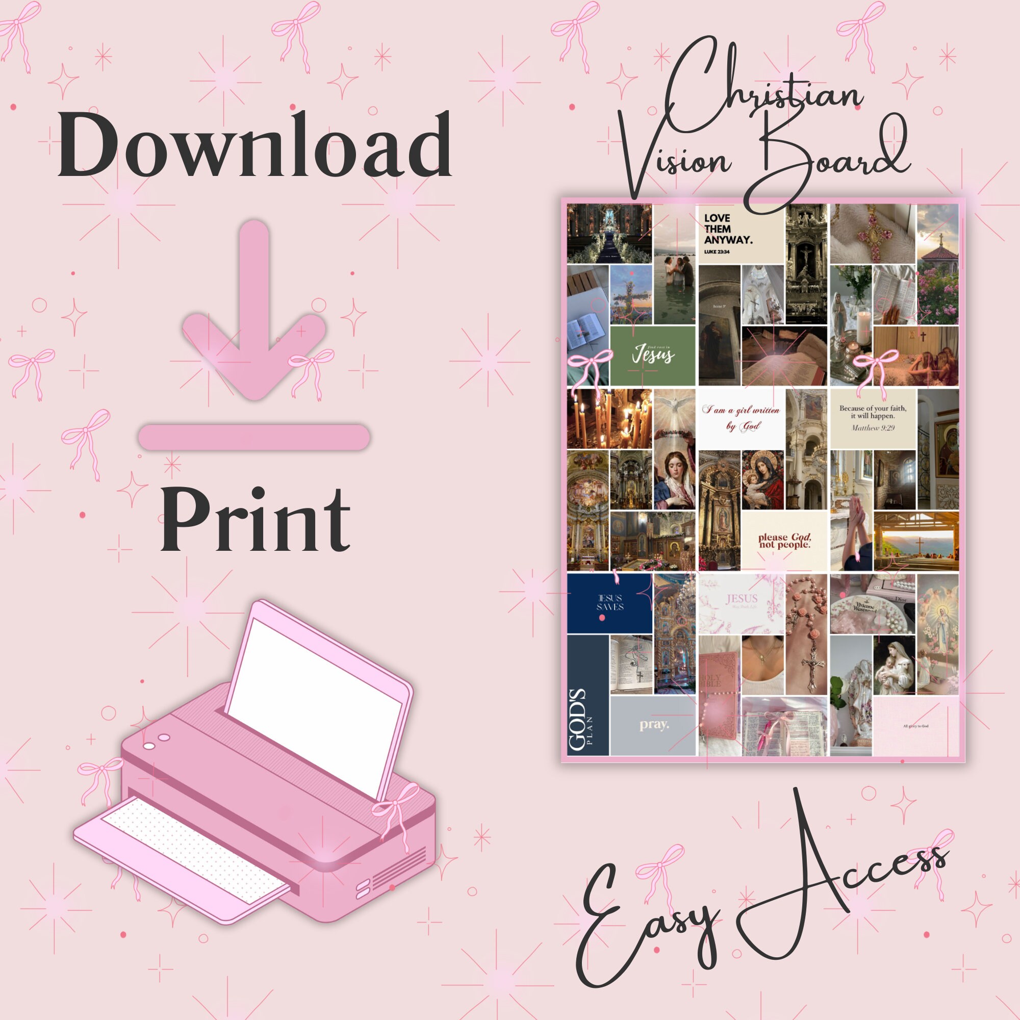 Faith Vision Board Printable Images Bundle Kit PDF for Prayer and ...