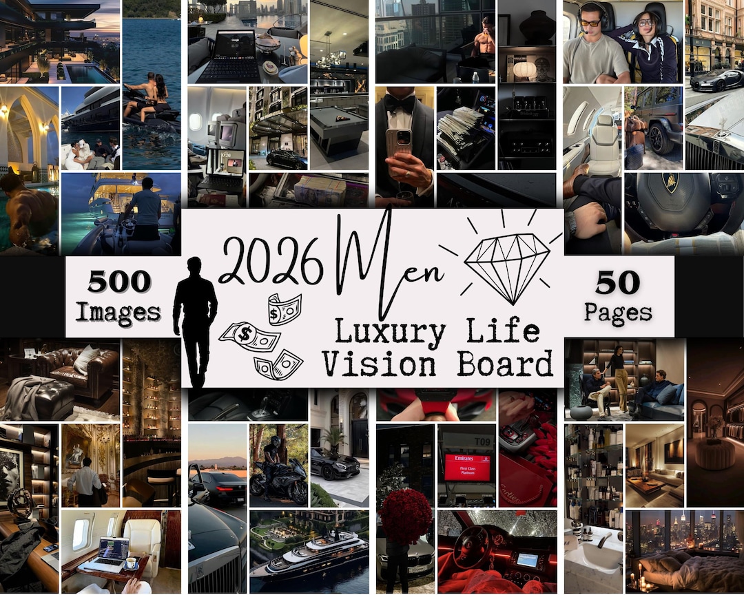 2026 Men Luxury Life Vision Board Printable Images, Man Vision Board ...