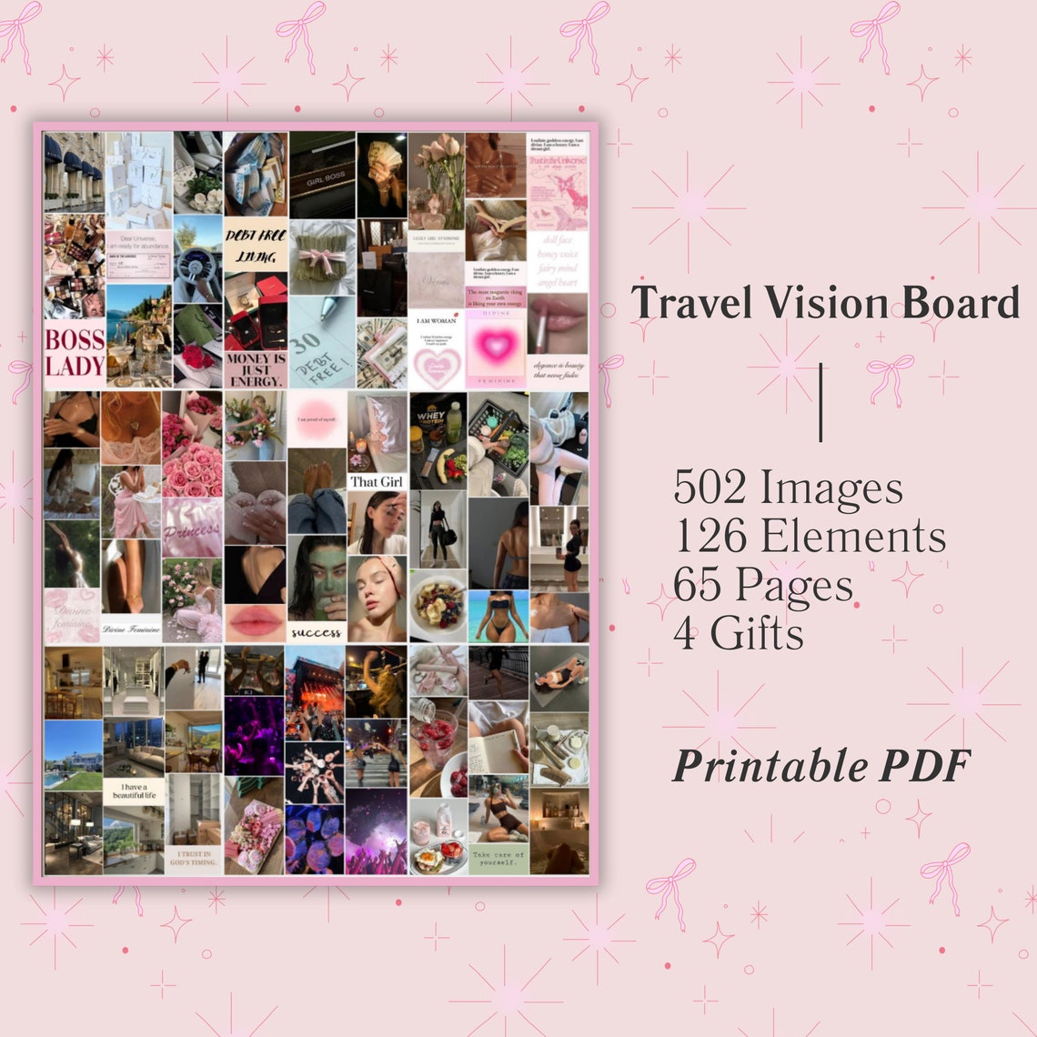 Travel Vision Board, 2024 Vision Board, Vision Board Printable ...