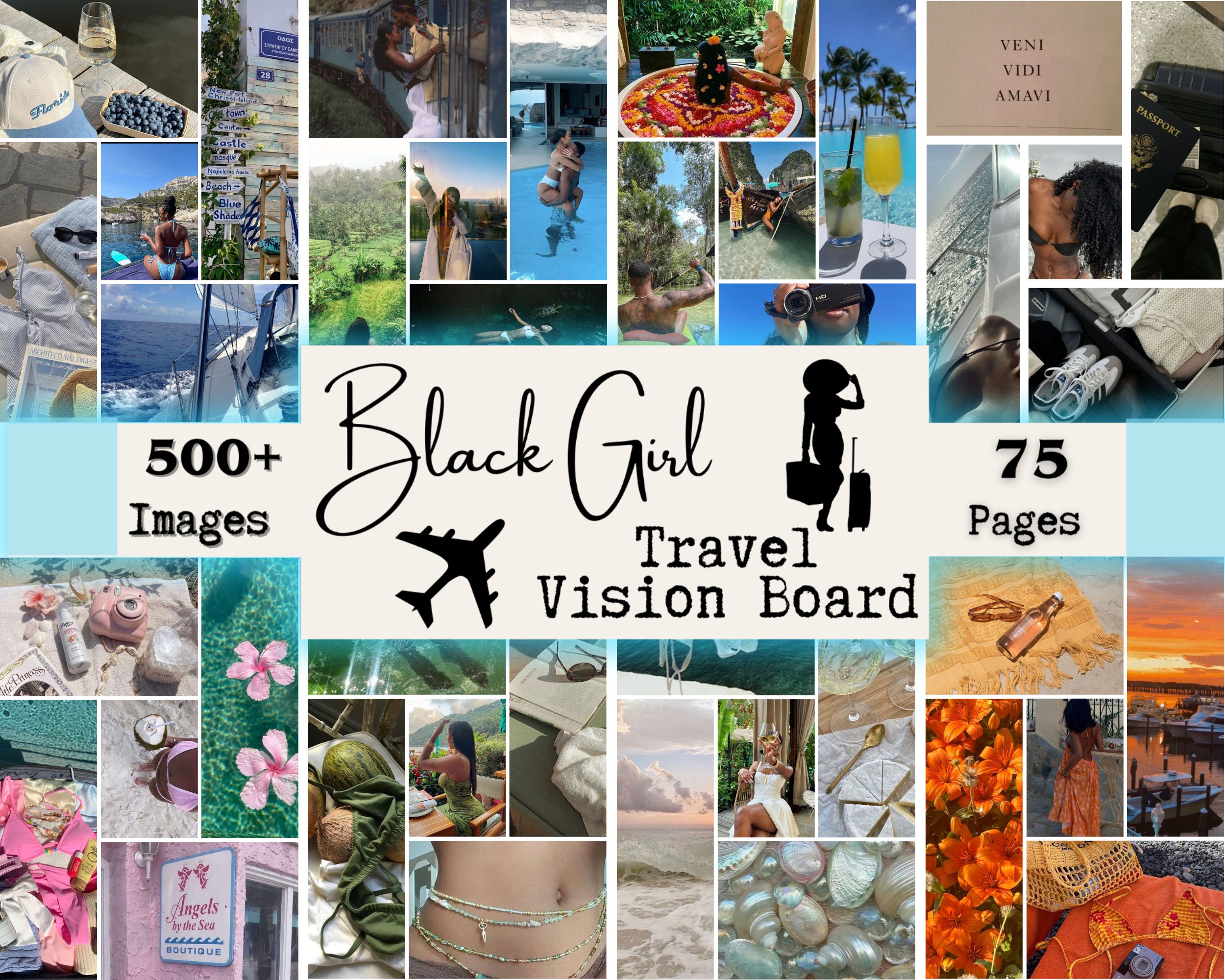 Black Girl Travel Vision Board, Black Girl Vision Board Printables ...