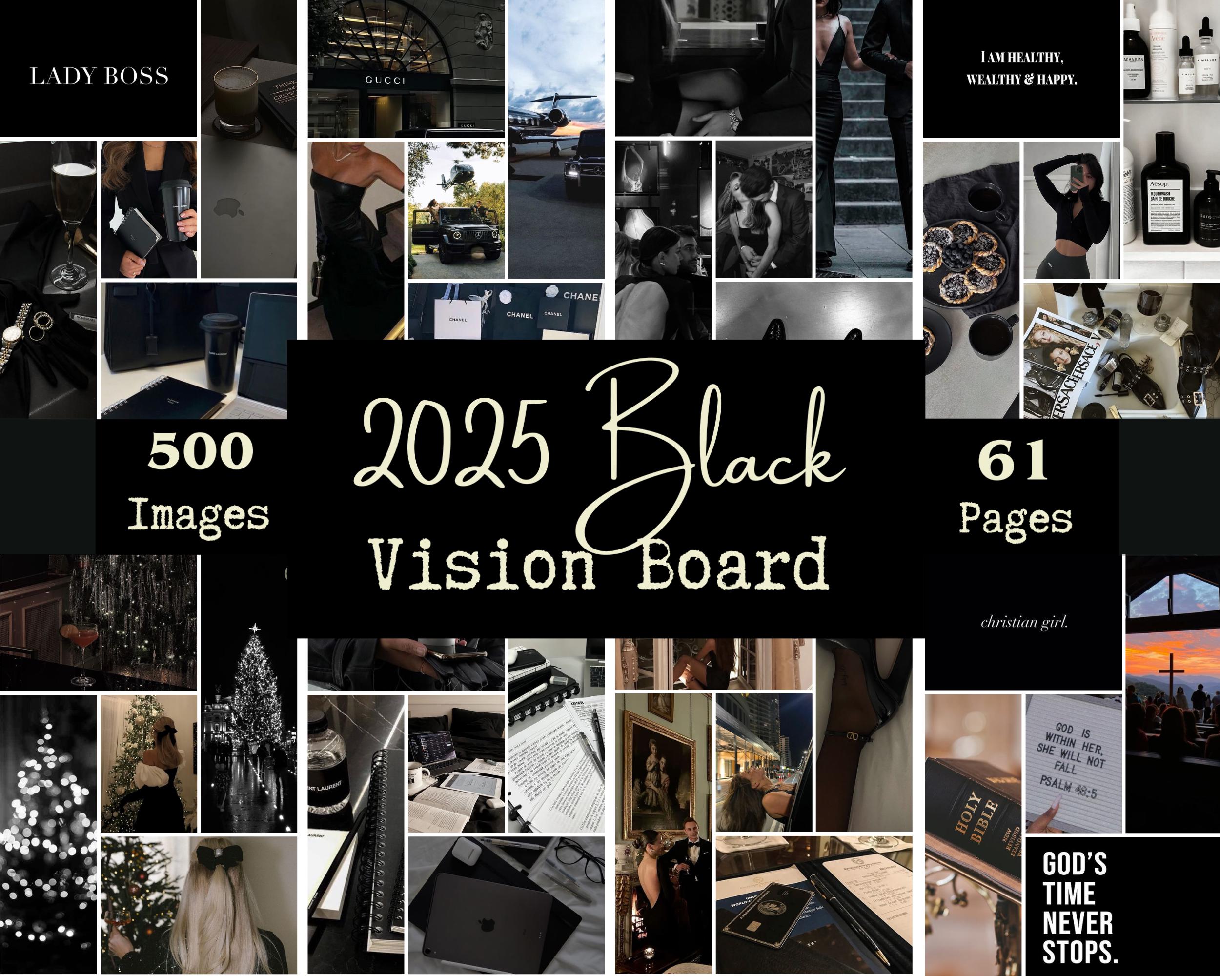 2025 Vision Board, Black Vision Board Kit Printables, Manifestation ...