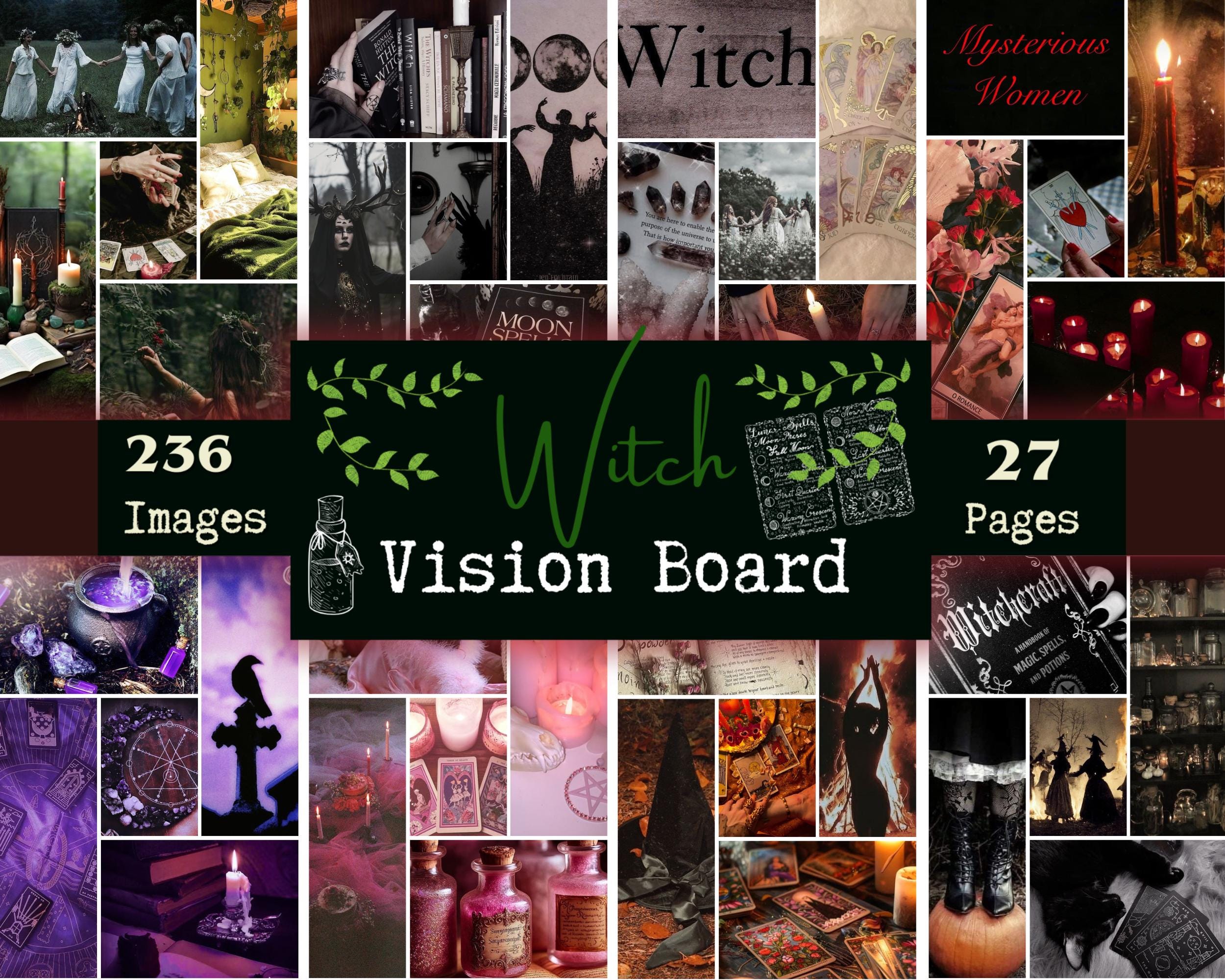 Witch Vision Board - 2025 Witchy Vision Board, Printable Witch Photos ...