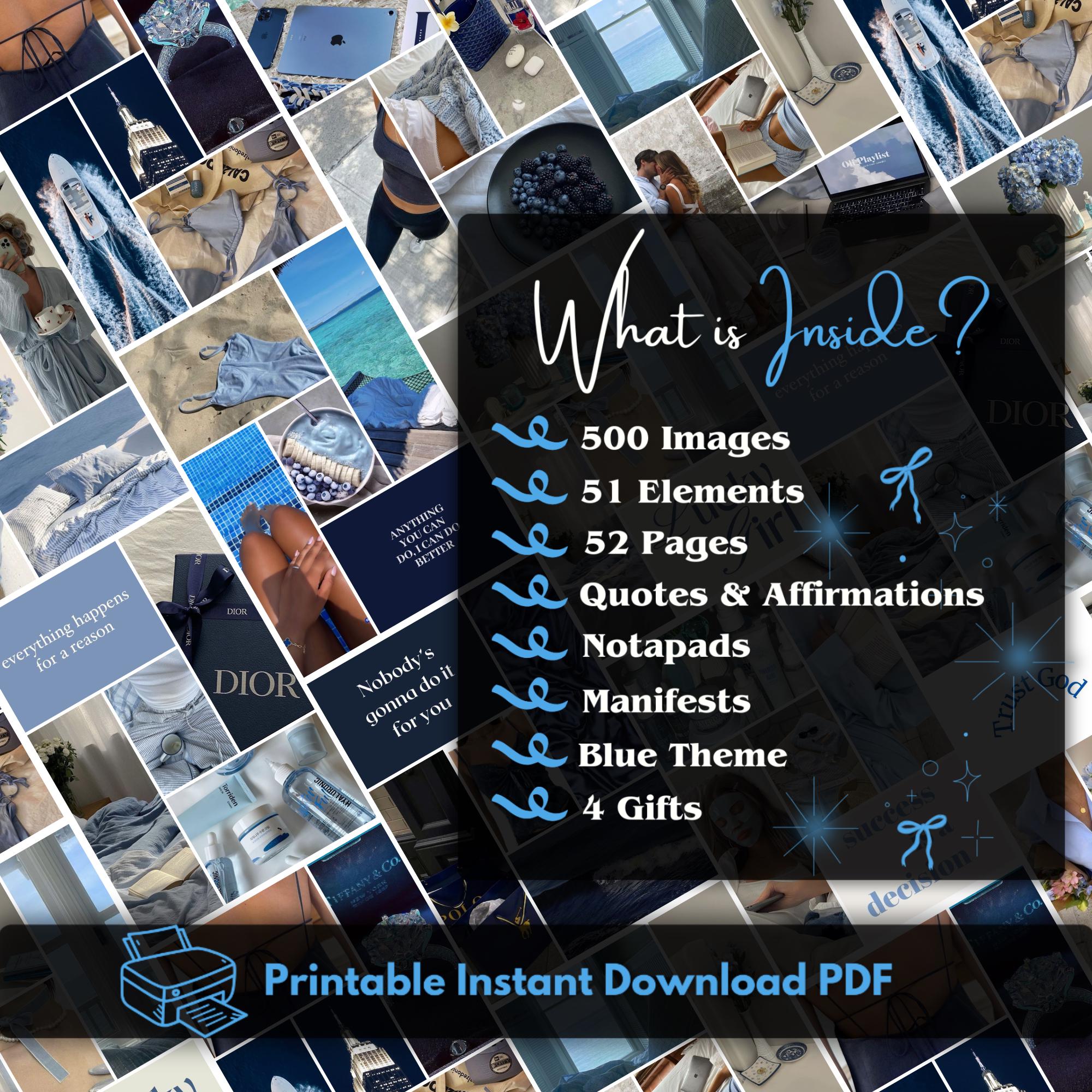 2025 Vision Board, Blue Vision Board Printables, Manifestation Vision ...