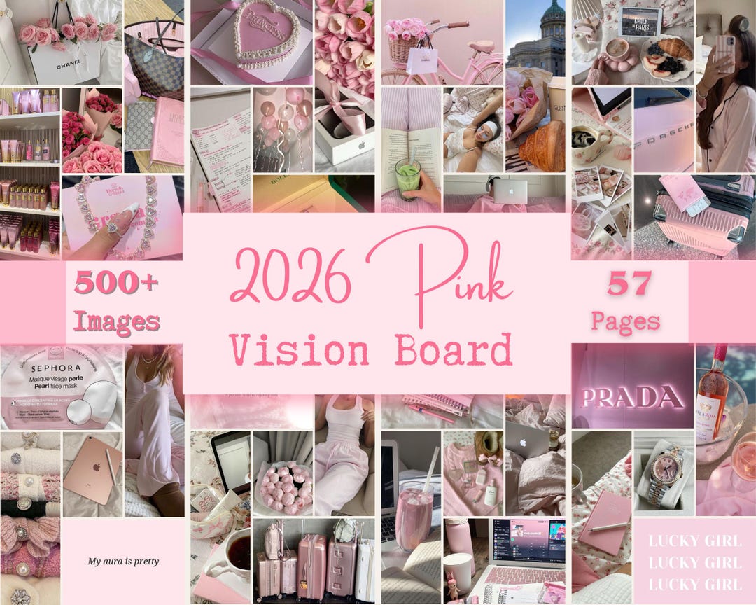 2026 Vision Board, Pink Vision Board Printables, Manifestation Vision ...