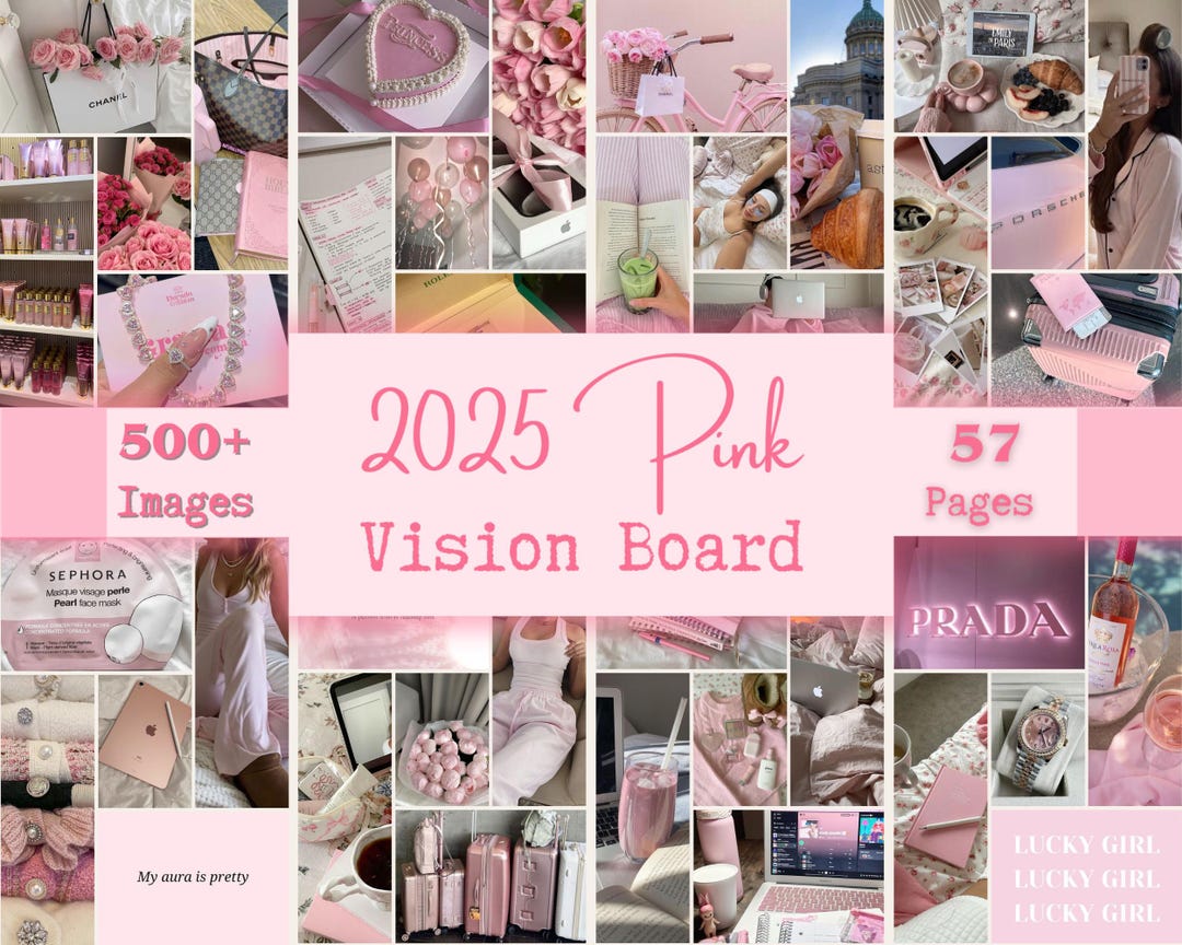 2025 Vision Board, Pink Vision Board Printables, Manifestation Vision ...