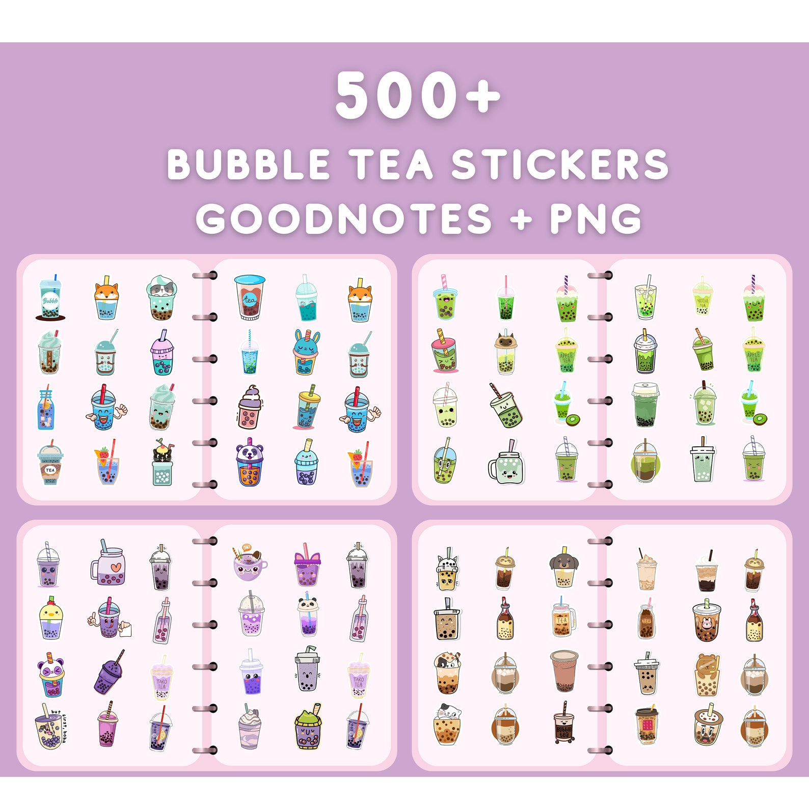 Bubble Tea Stickers, Kawaii Bubble Tea Stickers, Boba Tea Stickers, PNG ...