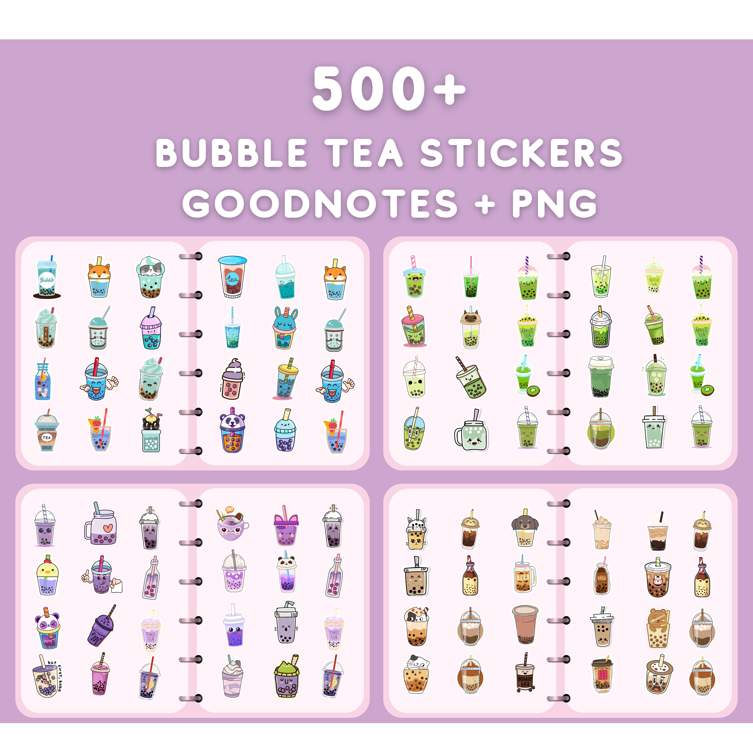 Bubble Tea Stickers, Kawaii Bubble Tea Stickers, Boba Tea Stickers, PNG ...