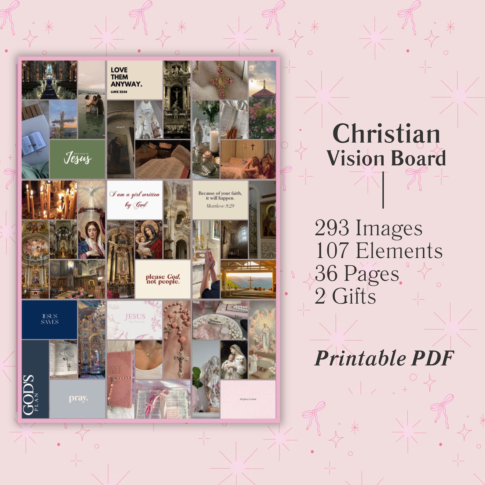 Faith Vision Board Printable, Christian Vision Board Kit, Vision Board ...