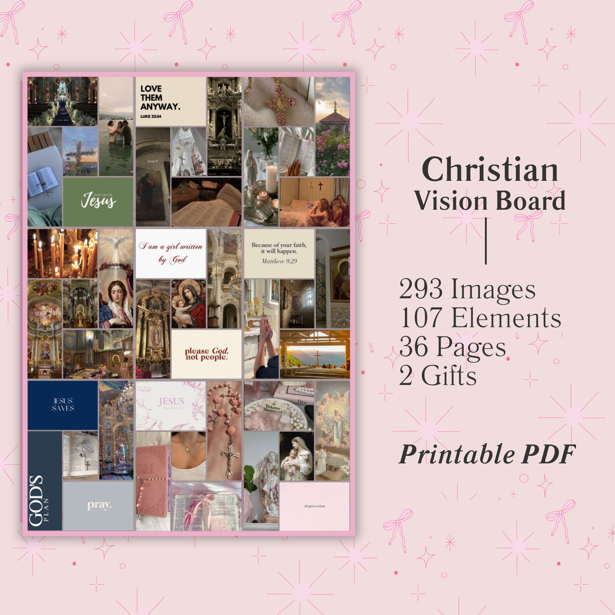 Faith Vision Board Printable, Christian Vision Board Kit, Vision Board ...
