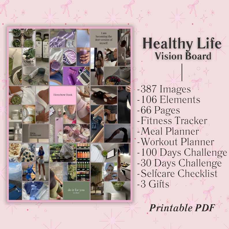 Health and Fitness Vision Board, 2026 Vision Board, Healthy Life Vision ...