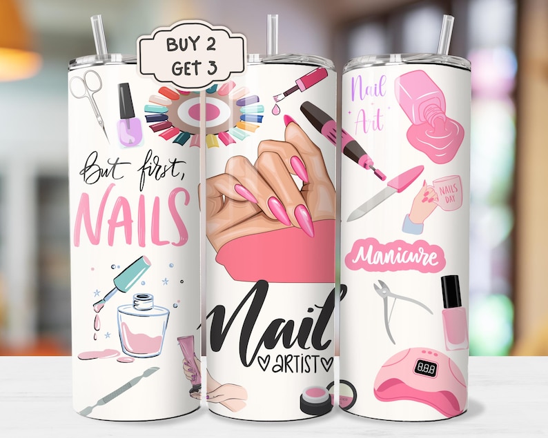 Nail Artist Tumbler - 20oz Nail Tech PNG Sublimation Design, Nail ...