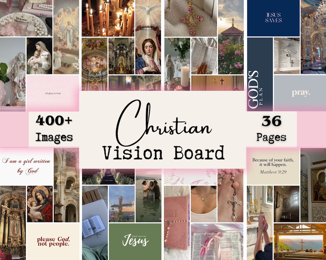 Faith Vision Board Printable, Christian Vision Board Kit, Vision Board ...