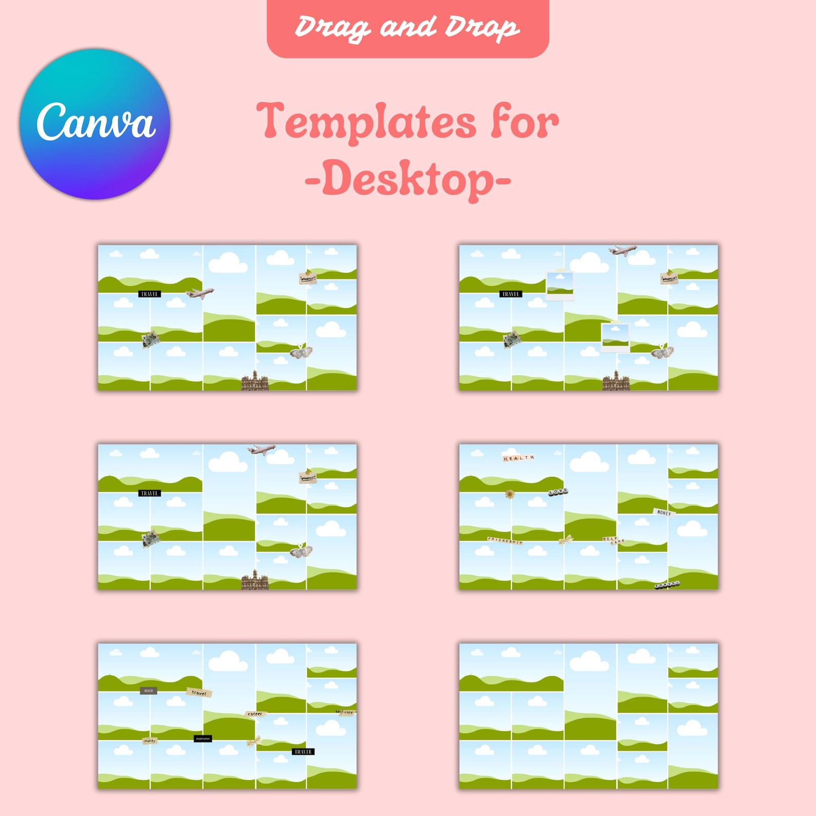 Vision Board Template, Editable Vision Board Canva Kit, Manifest ...