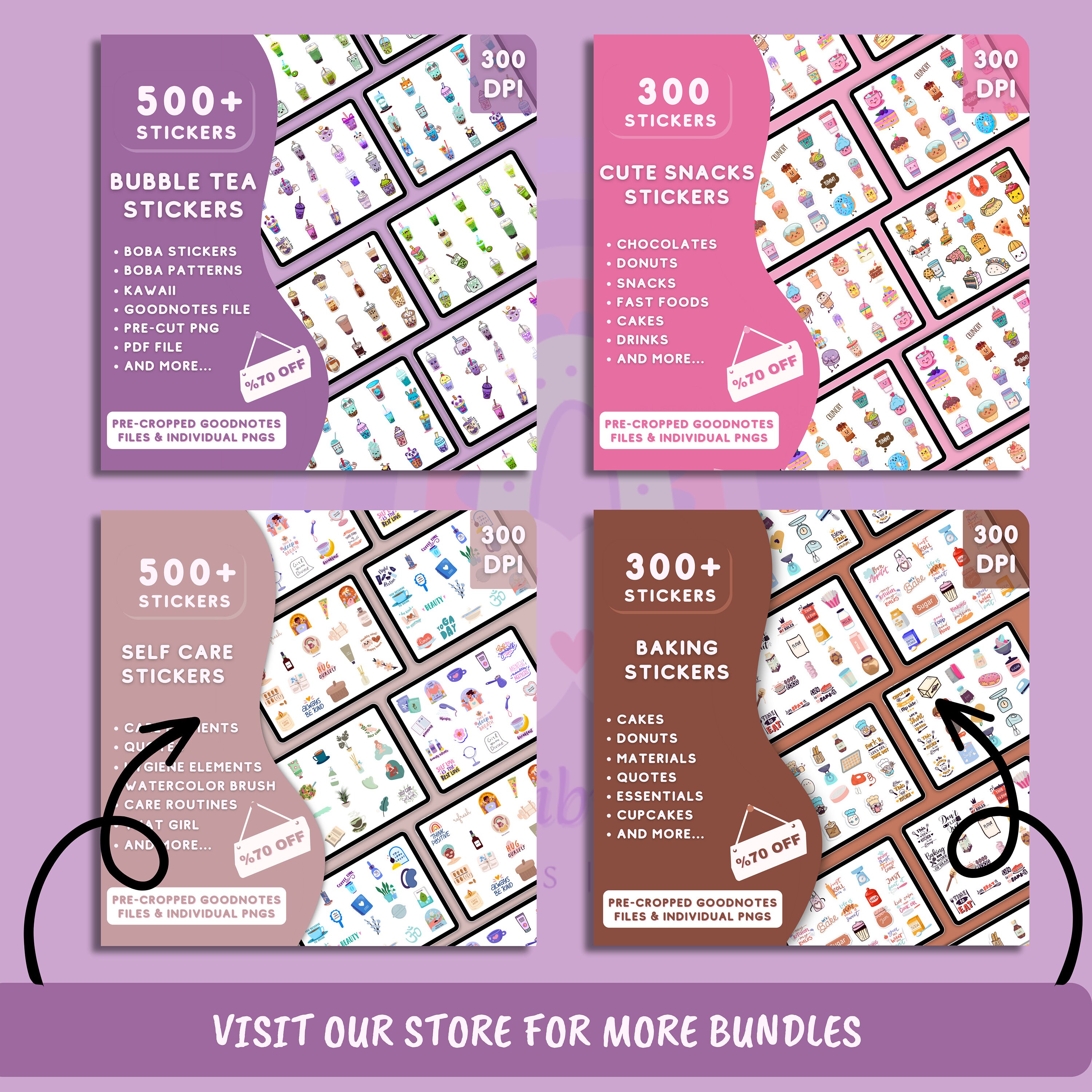 Bubble Tea Stickers, Kawaii Bubble Tea Stickers, Boba Tea Stickers, PNG ...