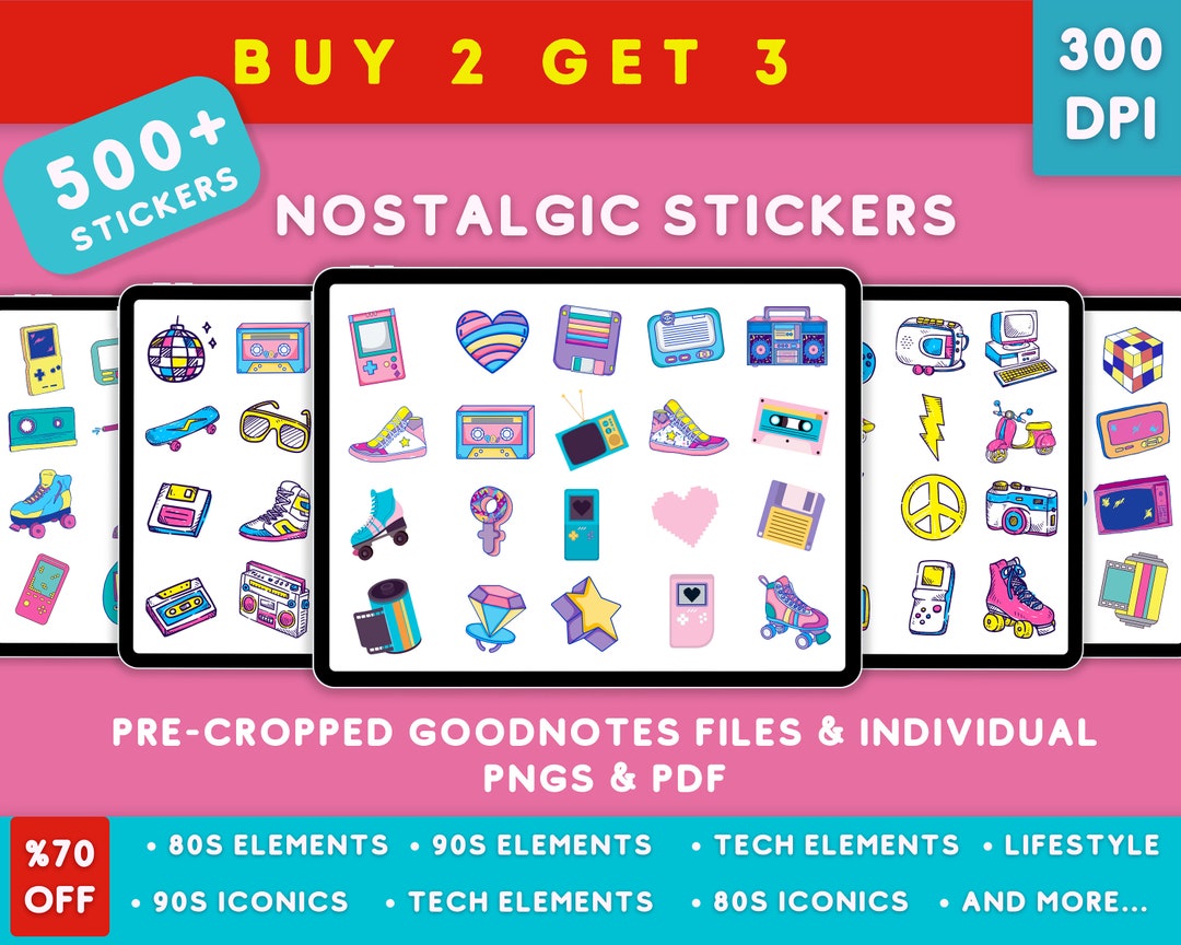 Nostalgic Stickers, Nostalgia Stickers, Nostalgic Goodnotes, Retro ...