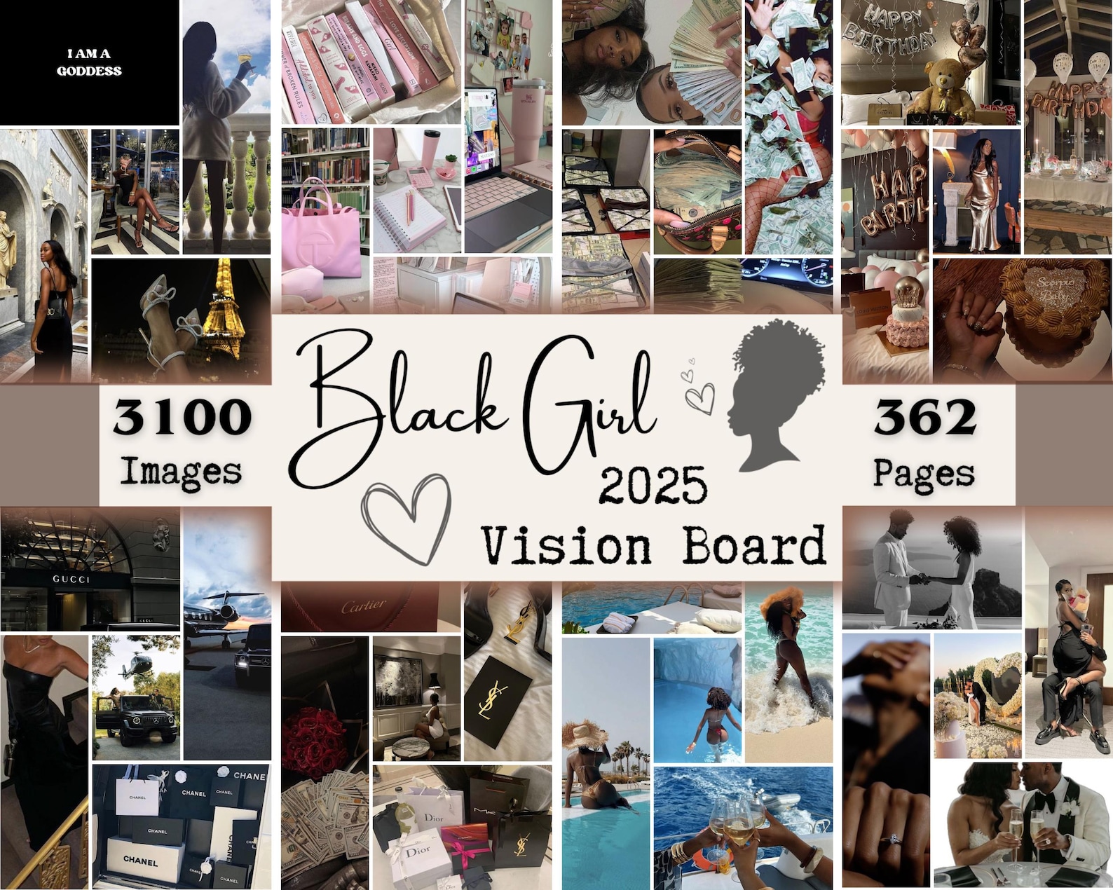 Black Girl Vision Board 2025 Kit Printables - Affirmationen und Zitate ...