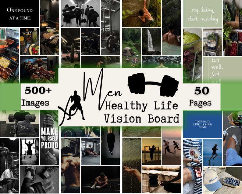 2026 Men Healthy Life Vision Board Printable Images, Man Vision Board ...