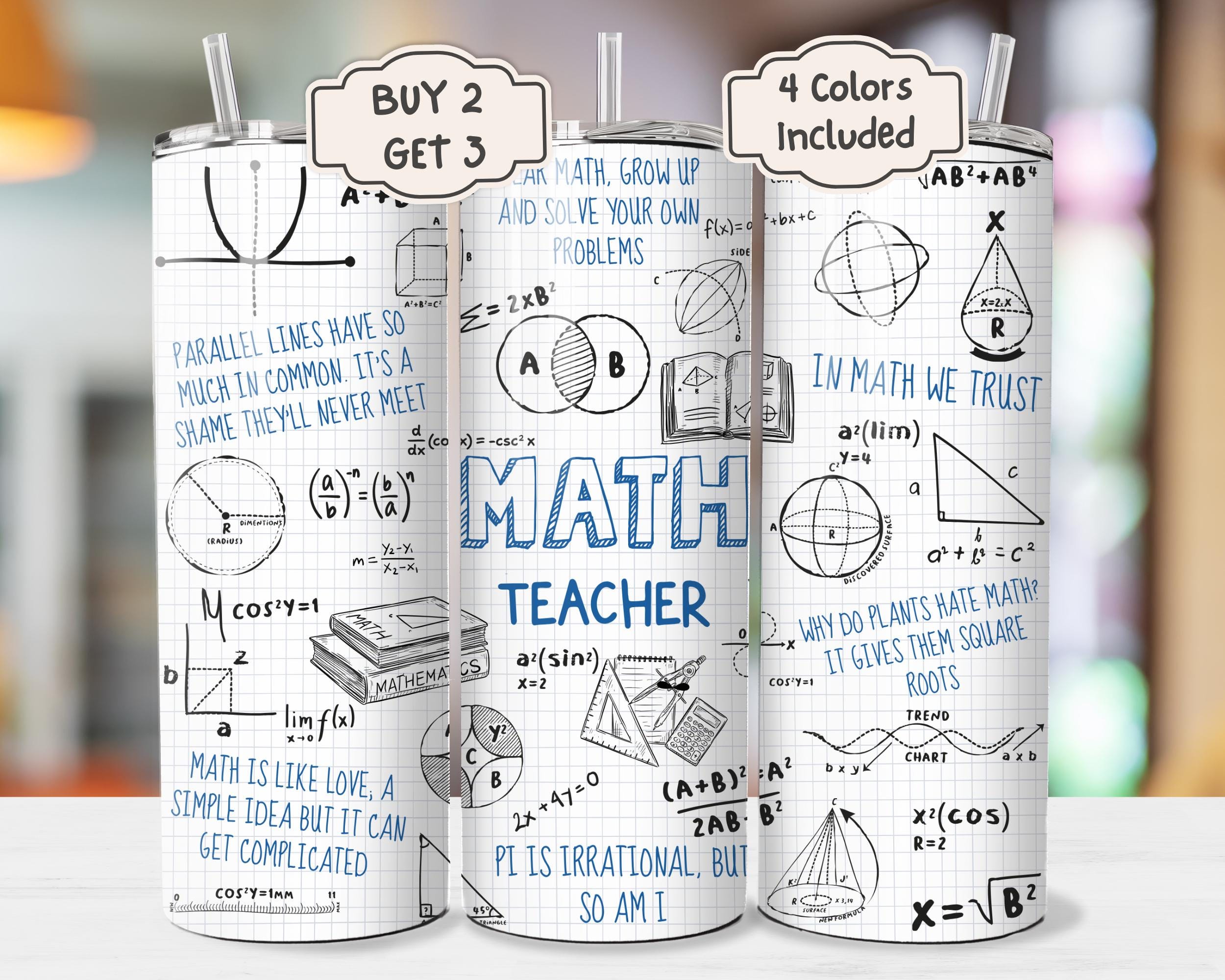 Math Teacher Tumbler - 20oz Teacher PNG Sublimation Design, Math ...