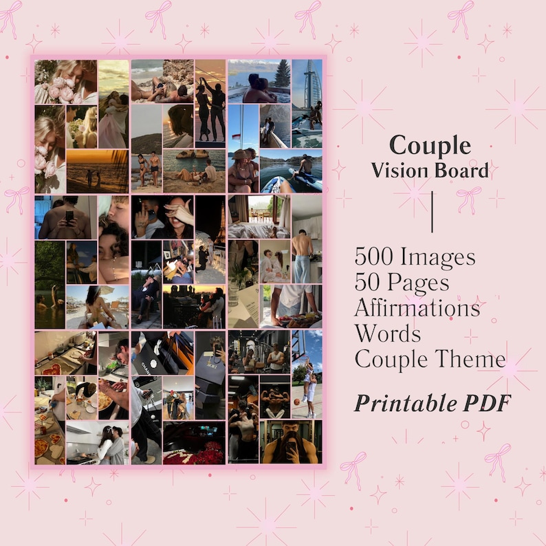 Couple Vision Board Printable Bundle Kit PDF for Love and Manifestation ...