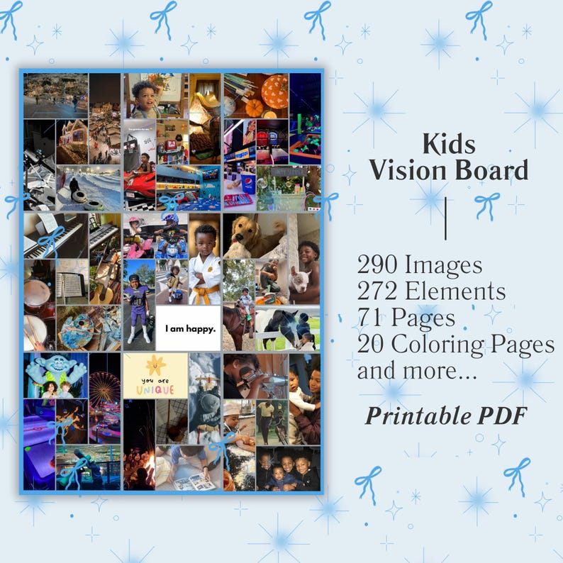 Kids Vision Board Printable PDF Bundle Kit Images for Building ...