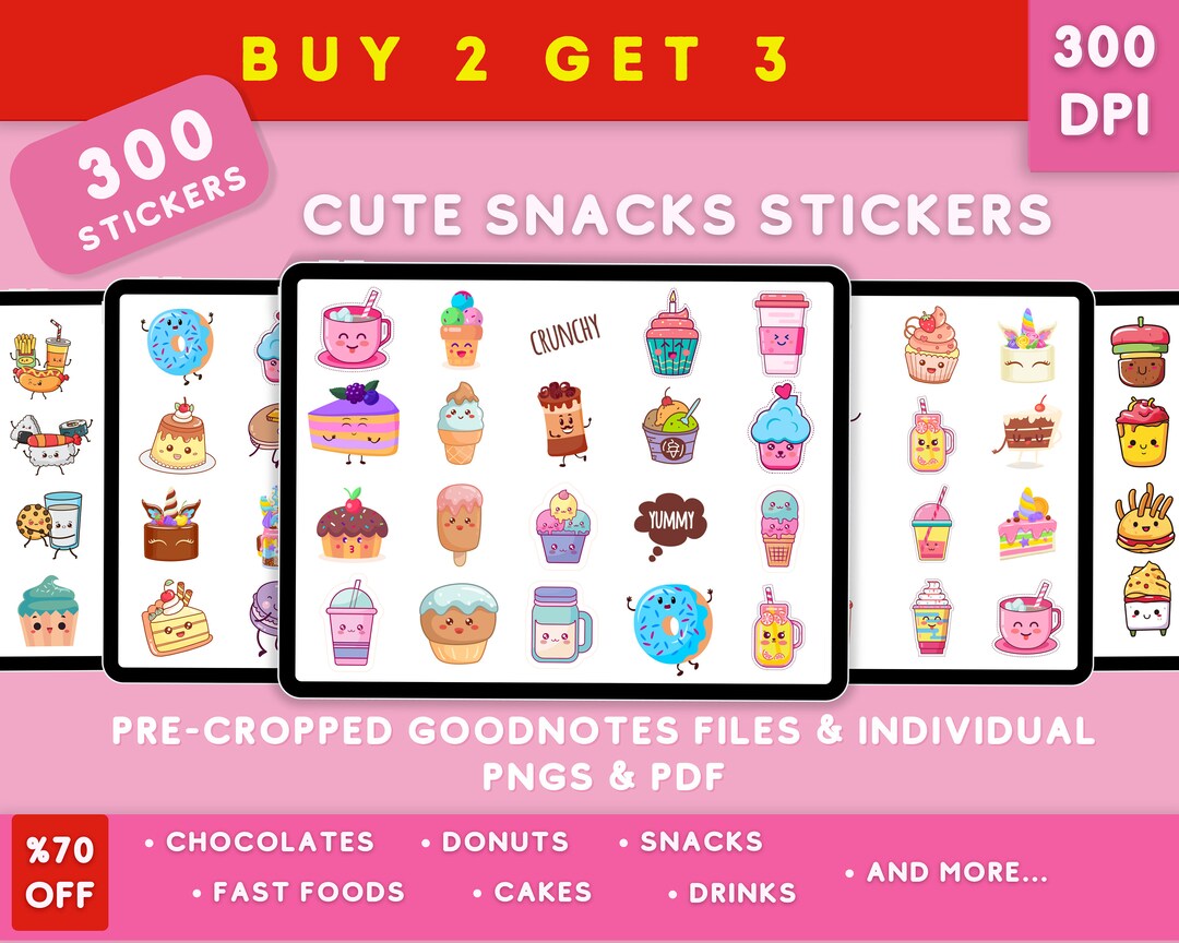 Cute Snacks Stickers, Snacks Stickers, Goodnotes Snacks Stickers ...