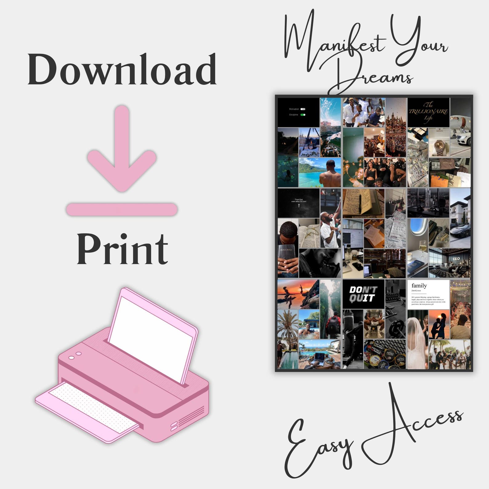 Black Men Vision Board Kit, 2026 Vision Board, Vision Board Printable ...