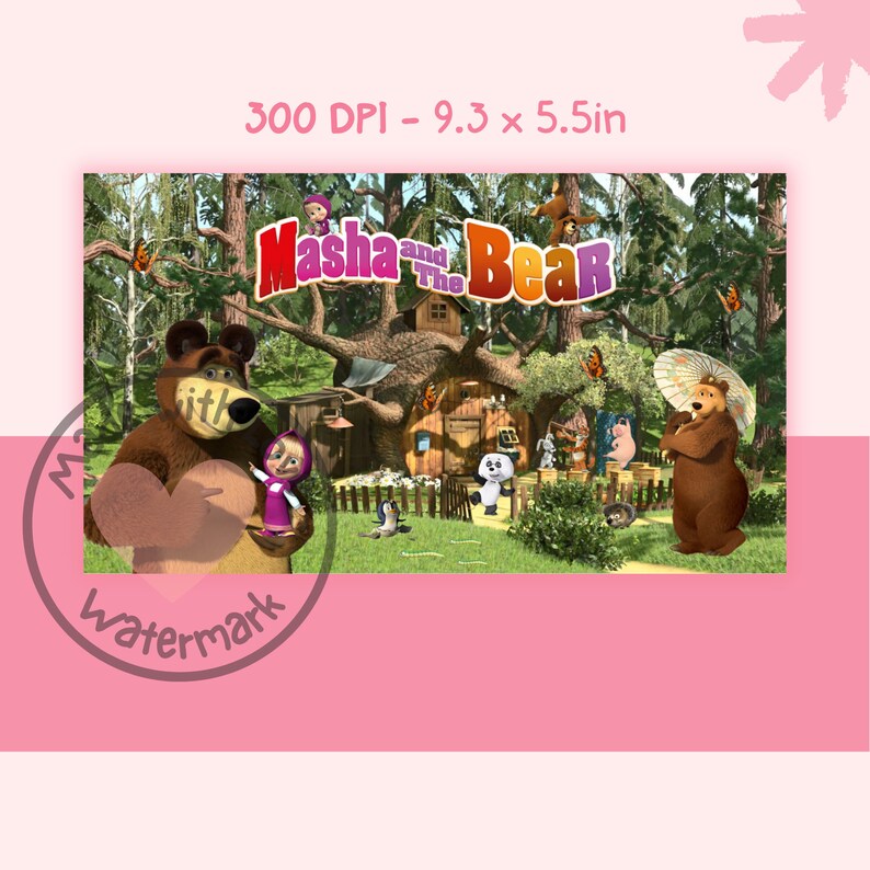 Masha and Bear Tumbler, 12oz Tumbler Wrap, Masha and the Bear Tumbler ...