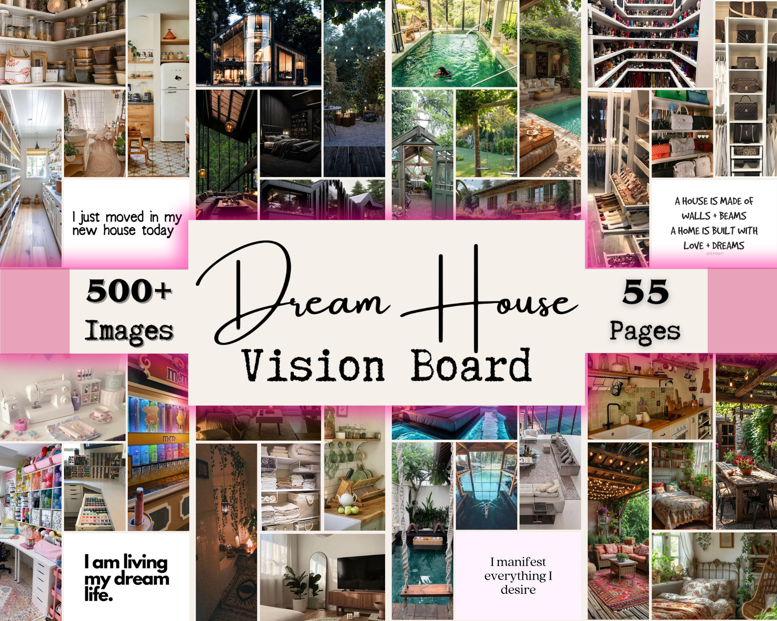 Dream House Vision Board, 2025 Vision Board, Vision Board Printable,manifestation Vision Board ...