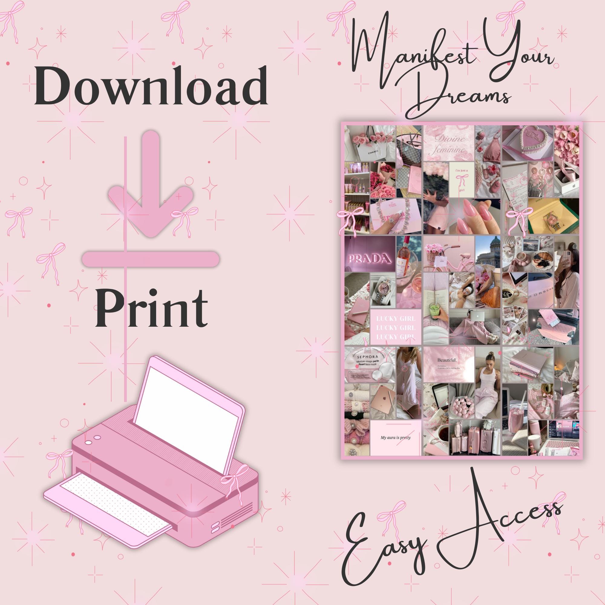 2025 Vision Board, Pink Vision Board Printables, Manifestation Vision ...
