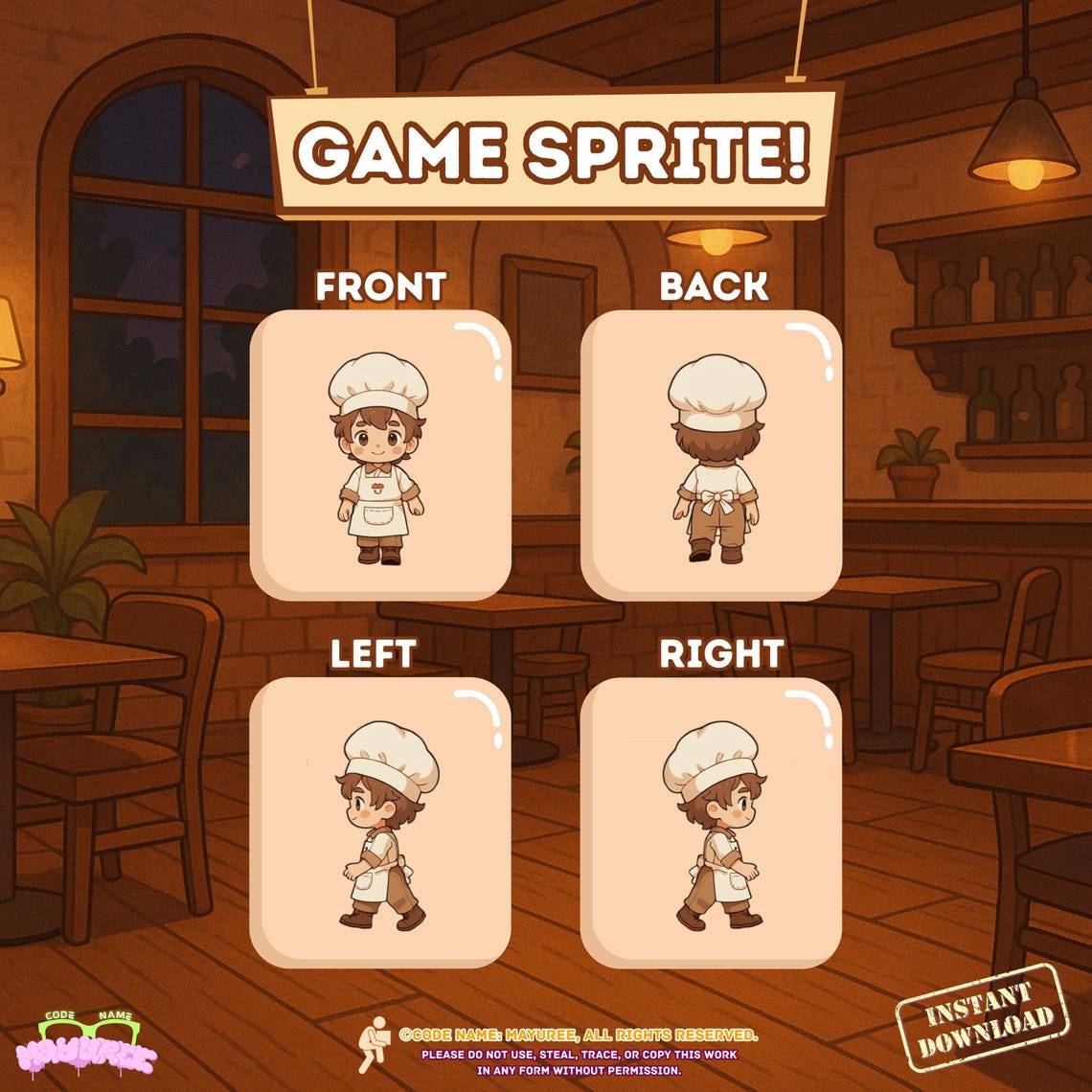 Chibi Chef Boy Sprite Sheet | 4 Direction Walking Character | RPG Maker ...