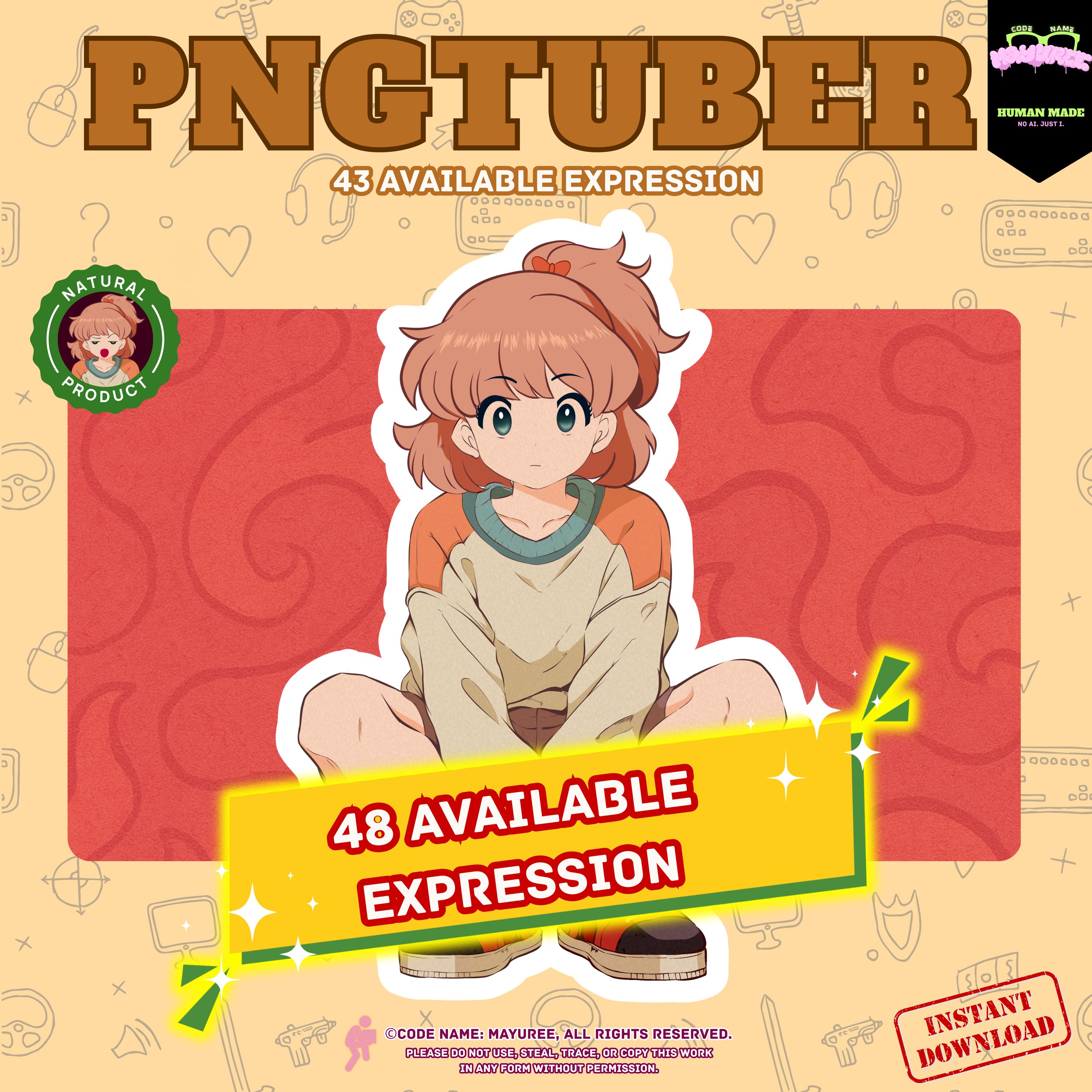 Retro Style Pngtuber Sitting Girl | Vintage Vibe Stream Avatar ...