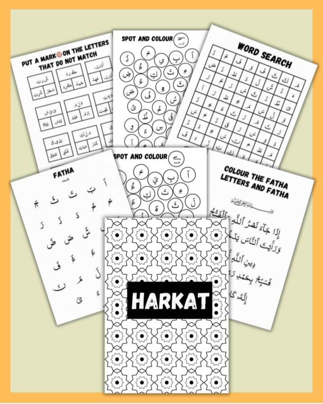 Harkat Activity: Arabic Letter Recognition & Word Search (PDF Pattern ...
