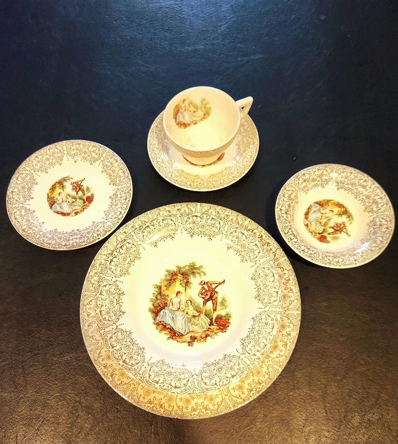 Vintage Limoges China Triumph China D' Or, 6 Piece Place Set, 22k Gold ...