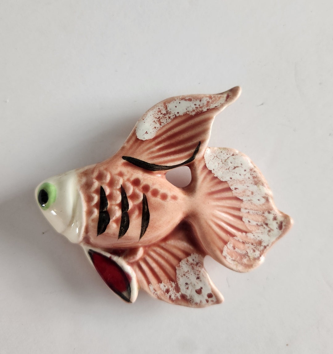 Mermaid's Vintage Cute Angel Fish Ceramic Wall Hanger Small - Etsy