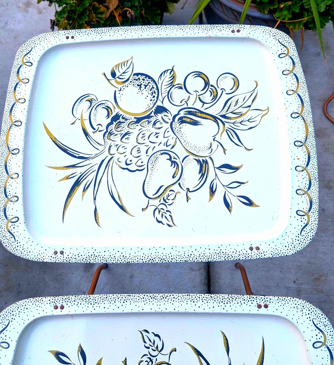 MCM T.V. Trays Metal Set of Four With Stand by Cal-dak - Etsy