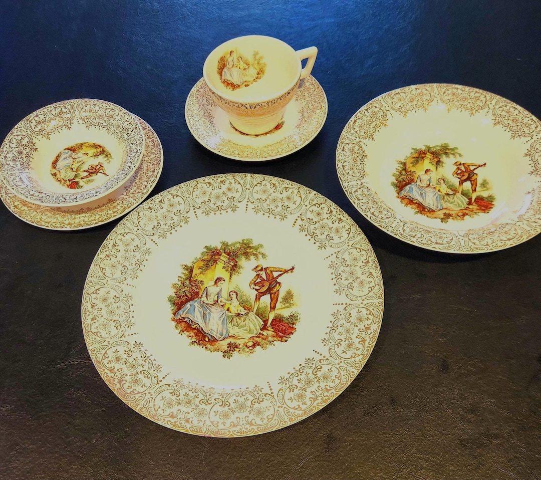 Vintage Limoges China Triumph China D' Or, 6 Piece Place Set, 22k Gold ...