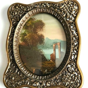 SMR Ornate Frame With Italian Painting Print Signed 960's 4 1/2x4 Art ...