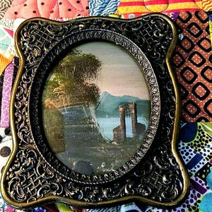 SMR Ornate Frame With Italian Painting Print Signed 960's 4 1/2x4 Art ...