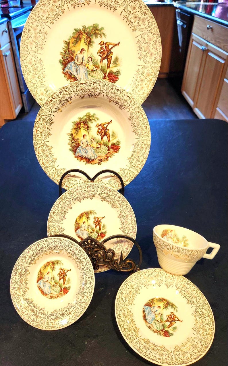 Vintage Limoges China Triumph China D' Or, 6 Piece Place Set, 22k Gold ...