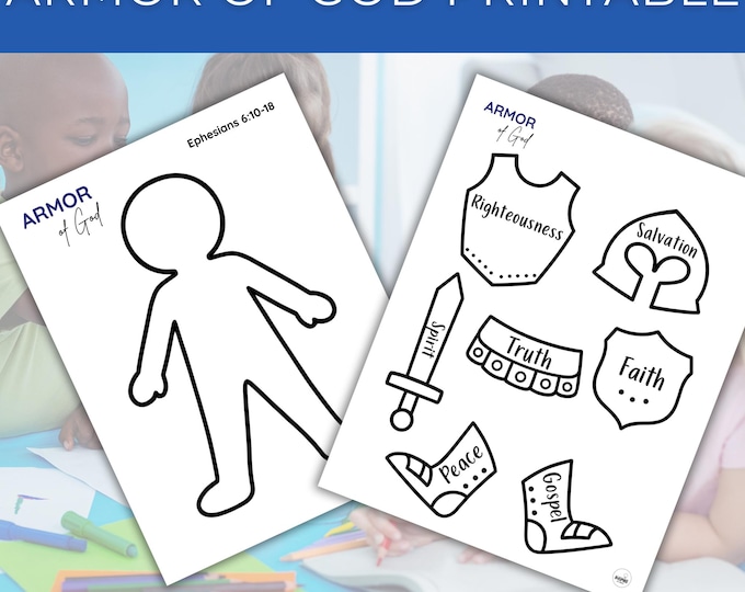 Armor of God Coloring Pages: Sunday School Bible Printables (PDF) - Etsy