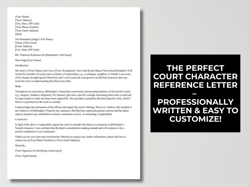 Letter of Recommendation Template | Character Reference Letter for ...